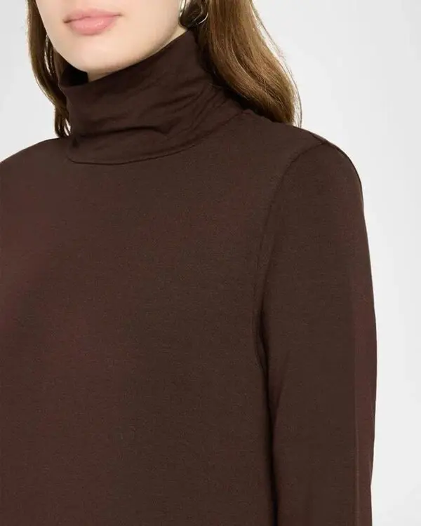 Eileen Fisher Turtleneck Jersey Midi Dress - Coffe