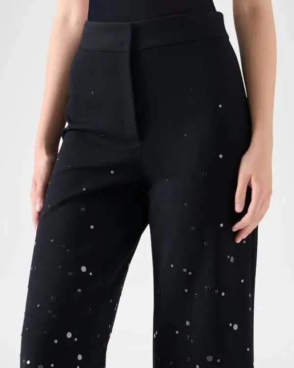 Akris Chieko Embellished Straight-leg Ankle Pants - Black