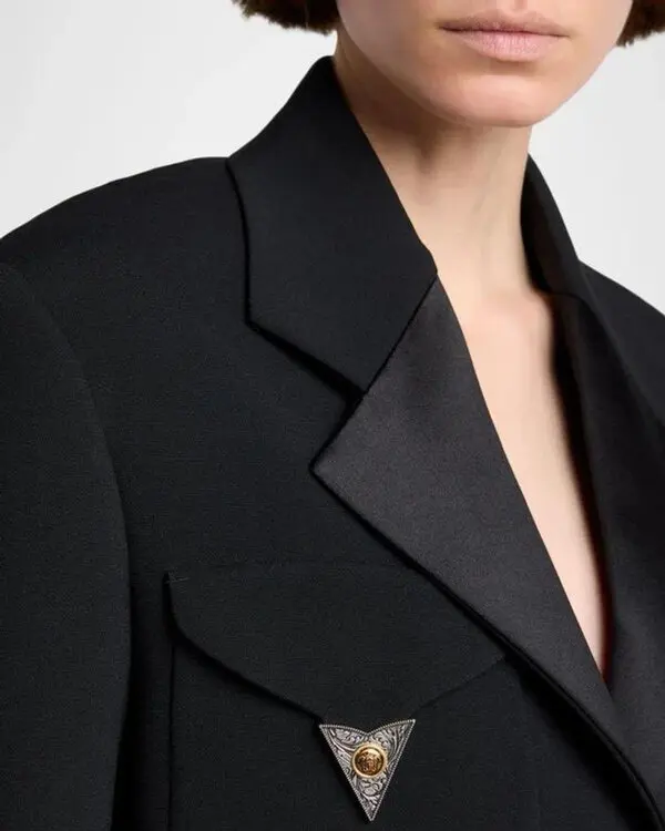 Versace Cropped Informal Wool Jacket - Black