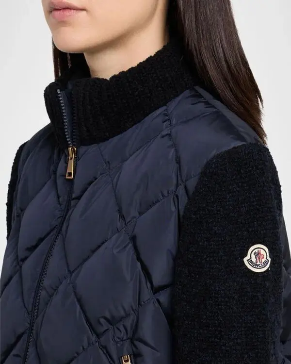 Moncler Cotton Blend Padded Zip-up Cardigan