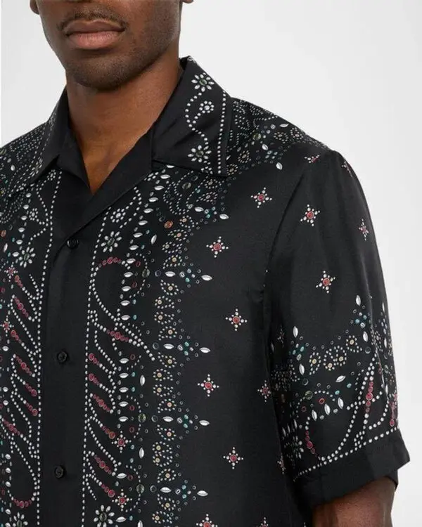 Amiri Apos;s Silk Crystal Print Bowling Shirt - Black