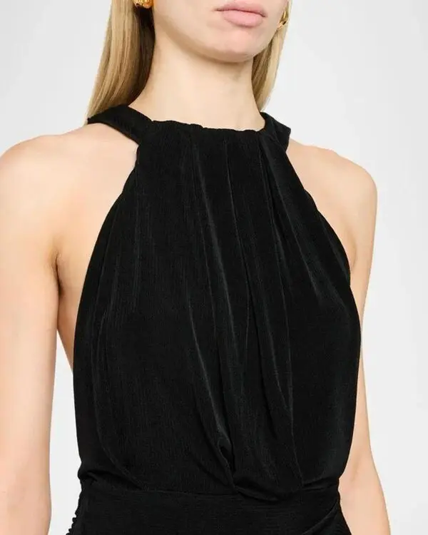 Black Halo Lucine Shirred Draped Gown