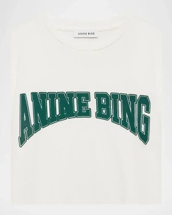 ANINE BING Shelley Cotton Crop T-shirt - Ecru
