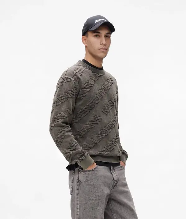Karl Lagerfeld Logo Acid Wash Sweater - Black