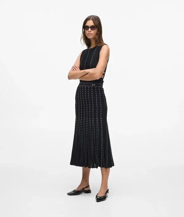 Karl Lagerfeld Contrast Stitch Pleated Skirt