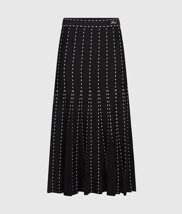 Karl Lagerfeld Contrast Stitch Pleated Skirt
