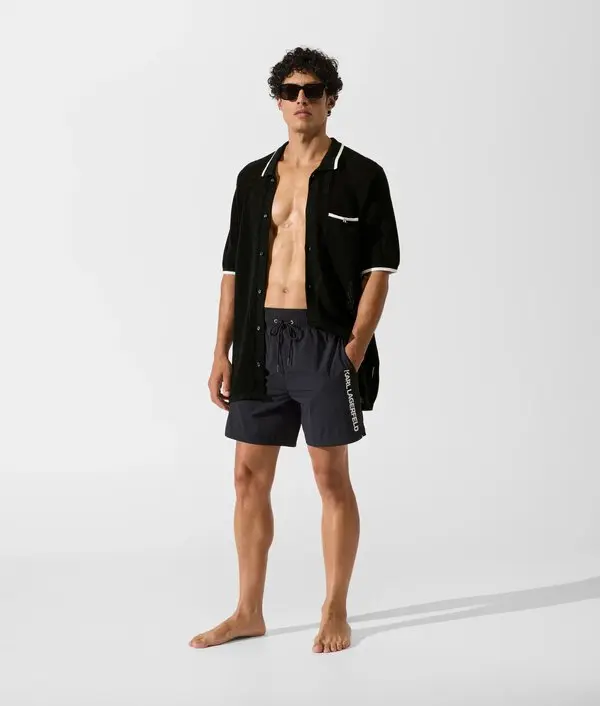Karl Lagerfeld Contrast Collar Crochet Shirt