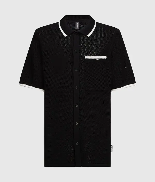Karl Lagerfeld Contrast Collar Crochet Shirt