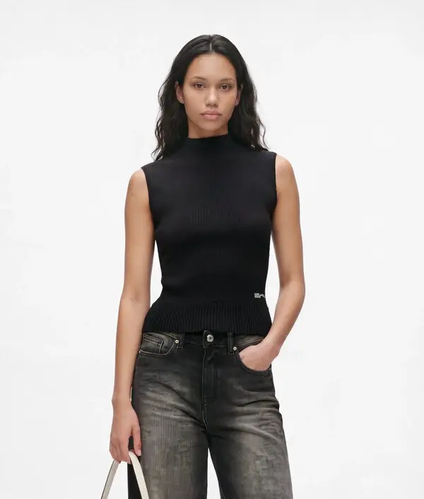 Karl Lagerfeld Sleeveless Knitted Top - Black