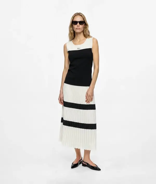 Karl Lagerfeld Color-block Pleated Dress