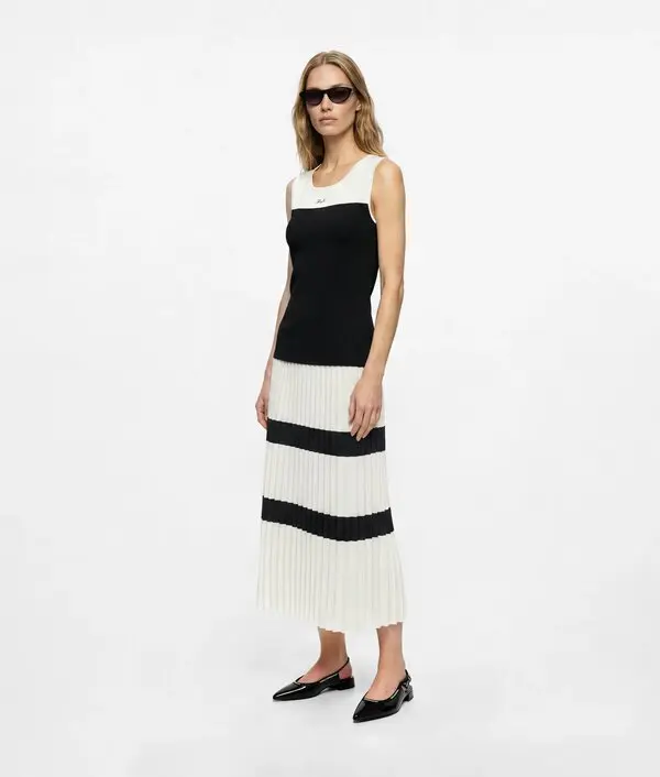 Karl Lagerfeld Color-block Pleated Dress - White/black