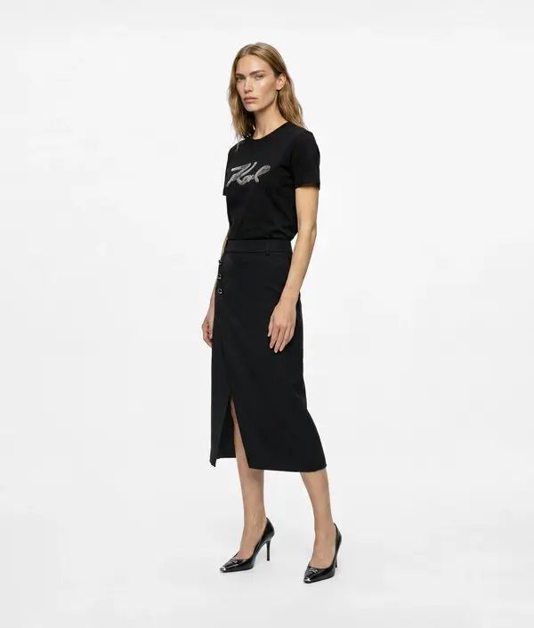 Karl Lagerfeld Signature Rhinestone T-shirt - Black