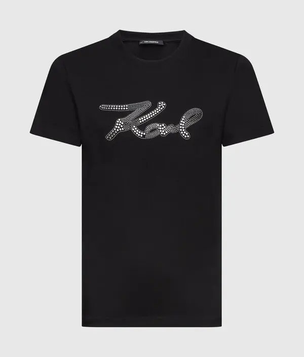 Karl Lagerfeld Signature Rhinestone T-shirt - Black