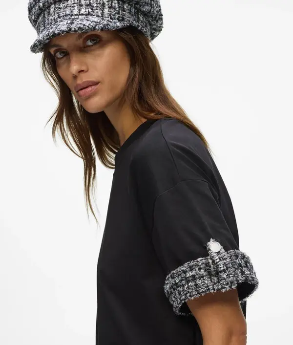 Karl Lagerfeld Bouclé Sleeve T-shirt