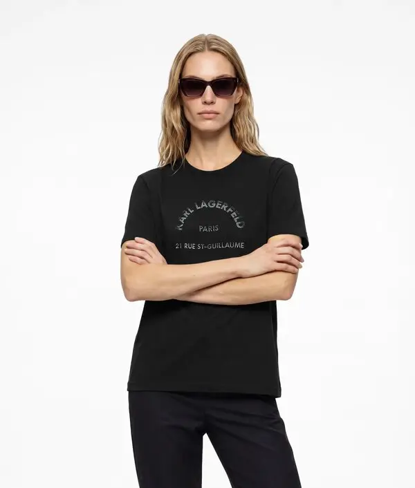 Karl Lagerfeld Exclusive Rue St-guillaume Rhinestone T-shirt - Black