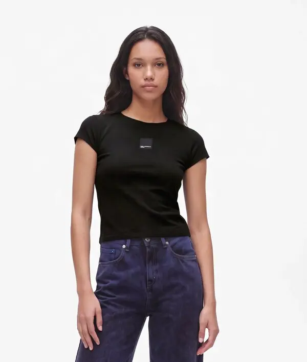 Karl Lagerfeld Capped Sleeves T-shirt - Black