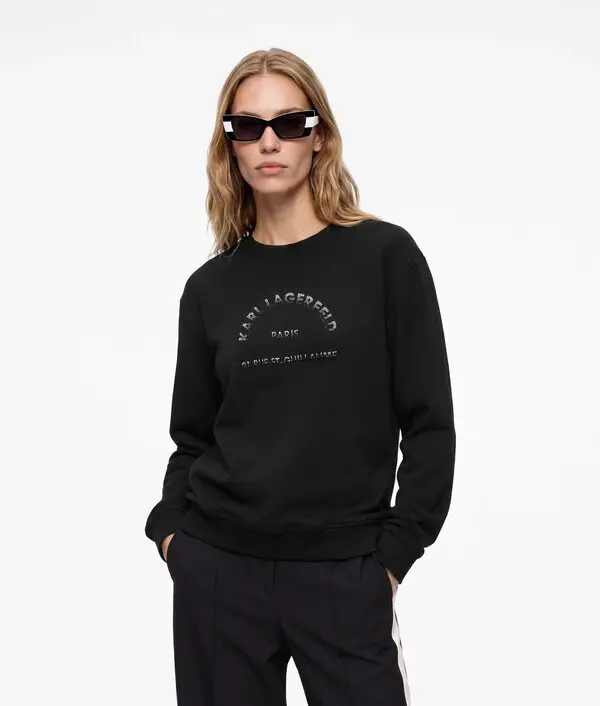 Karl Lagerfeld Exclusive Rue St-guillaume Rhinestone Sweatshirt - Black