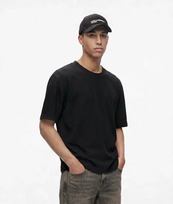 Karl Lagerfeld Boxy Repeat Logo T-shirt - Black