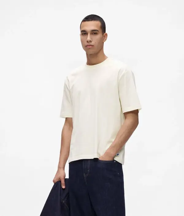 Karl Lagerfeld Boxy Repeat Logo T-shirt - Egret