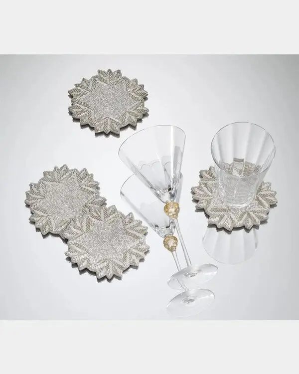 KIM SEYBERT Winter Lace Beaded Coasters, Set Of 4 - Grey Multi