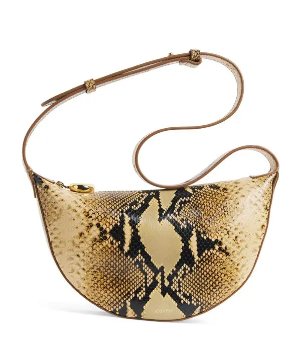JOSEPH Leather Snake-embossed Bean Shoulder Bag - Brown