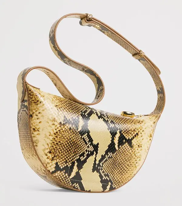 JOSEPH Leather Snake-embossed Bean Shoulder Bag