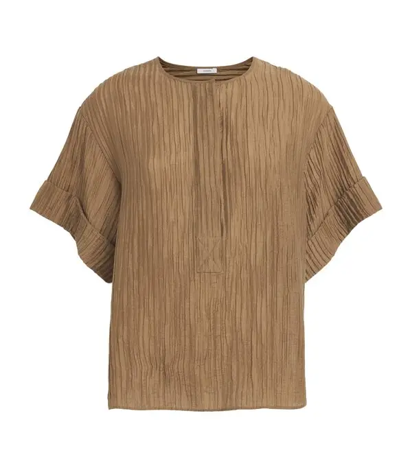 JOSEPH Crinkled Yani Blouse - Brown