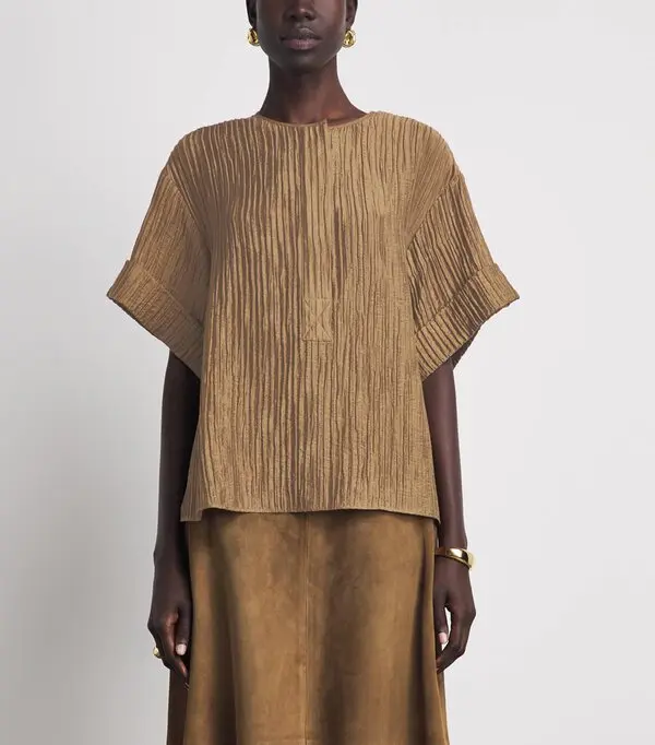 JOSEPH Crinkled Yani Blouse - Brown