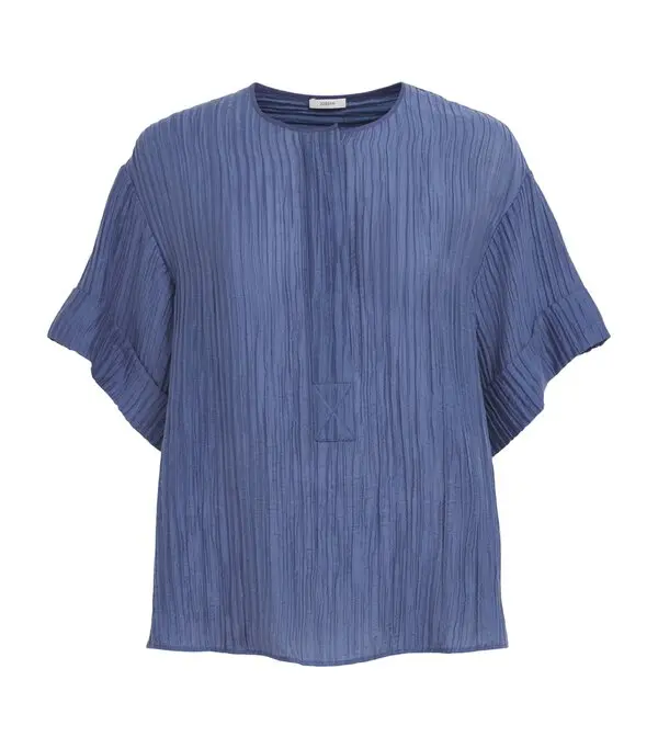 JOSEPH Crinkled Yani Blouse - Blue