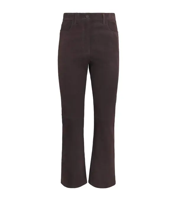 JOSEPH Suede Flared Duke Trousers - Brown