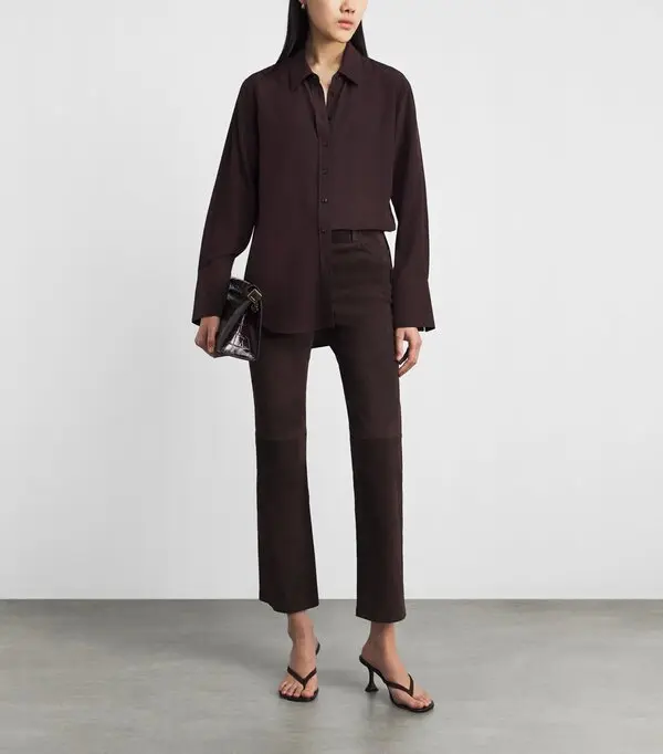 JOSEPH Suede Flared Duke Trousers