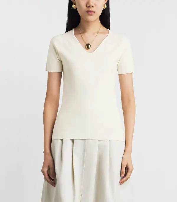 JOSEPH Silk-blend V-neck Elly T-shirt