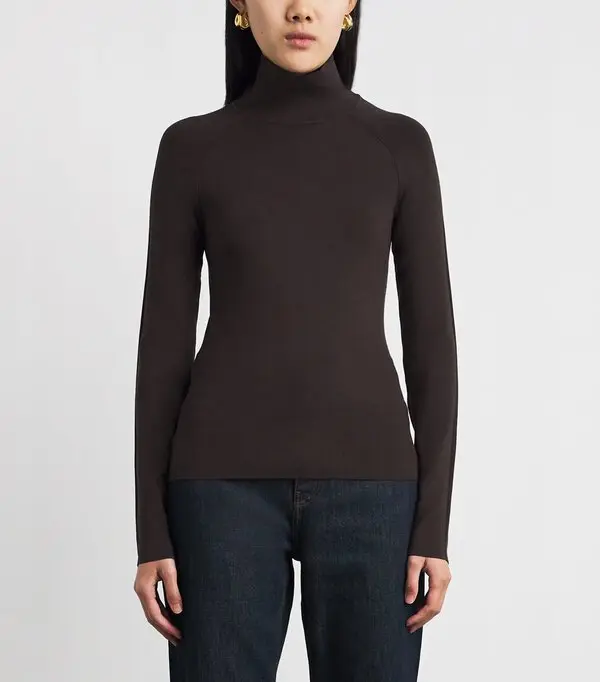 JOSEPH Silk-blend High-neck Lola Top - Brown