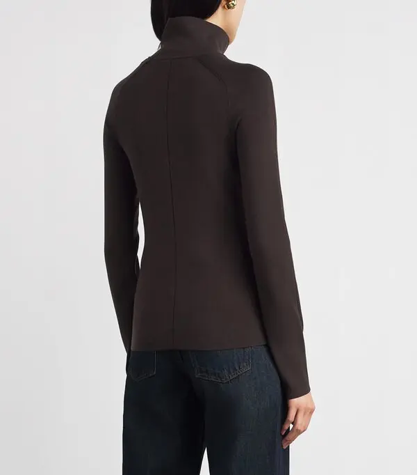 JOSEPH Silk-blend High-neck Lola Top - Brown