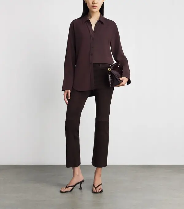 JOSEPH Silk Crepe De Chine Joe Blouse - Brown