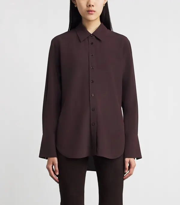 JOSEPH Silk Crepe De Chine Joe Blouse - Brown