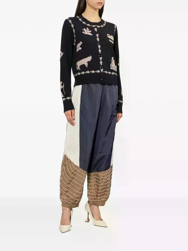 Sea Embroidered Intarsia-knit Cardigan
