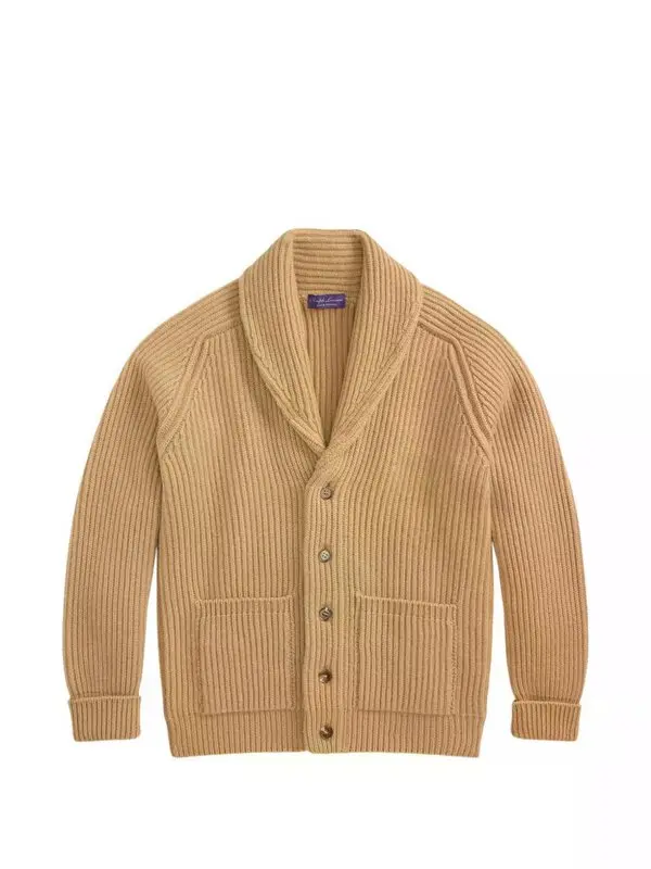 Ralph Lauren Purple Label Shawl-collar Ribbed Cardigan - Brown