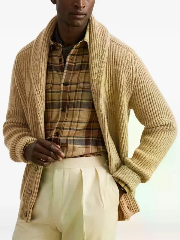Ralph Lauren Purple Label Shawl-collar Ribbed Cardigan