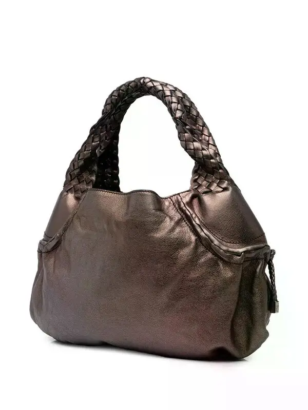 FERRAGAMO 2000-2026 Metallic Leather Perforated Gancini Hobo Bag