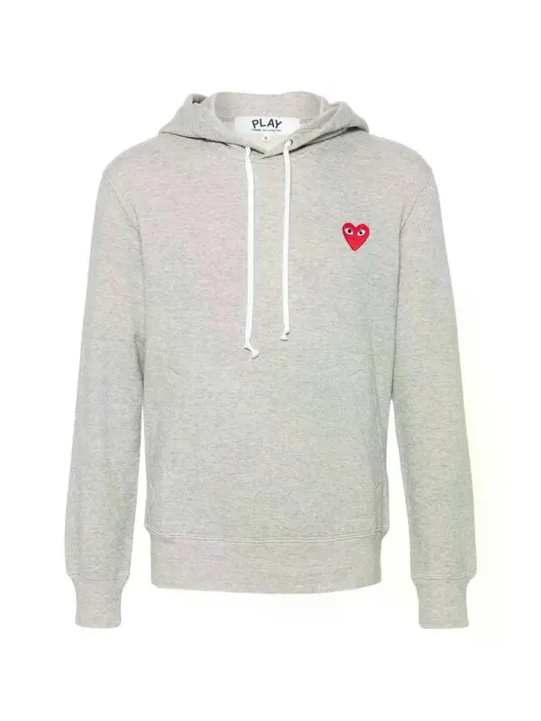 Play Comme Des Garcon Heart-patch Drawstring Hoodie - Grey