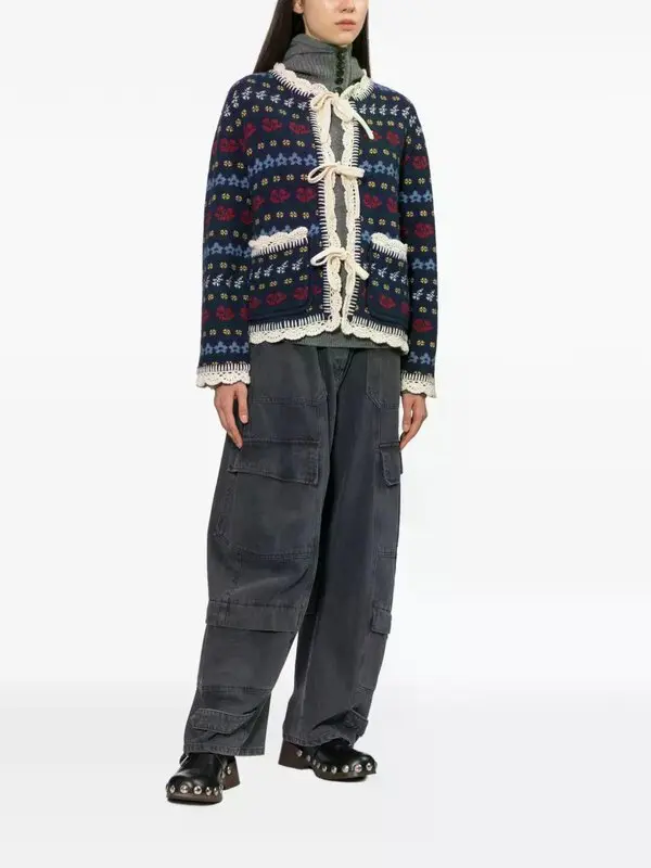 Sea Preston-knit Tie-front Cardigan - Blue