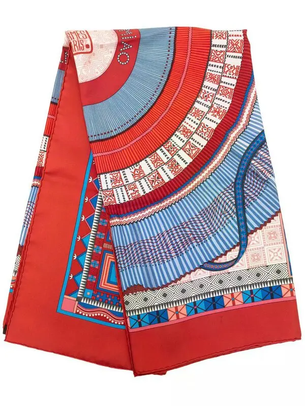 Hermès 1990-2026 Cent Plis De Miao Silk Scarf 90 Scarves - Red