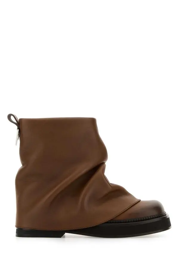 Attico Mini Robin Caramel Leather Ankle Boots
