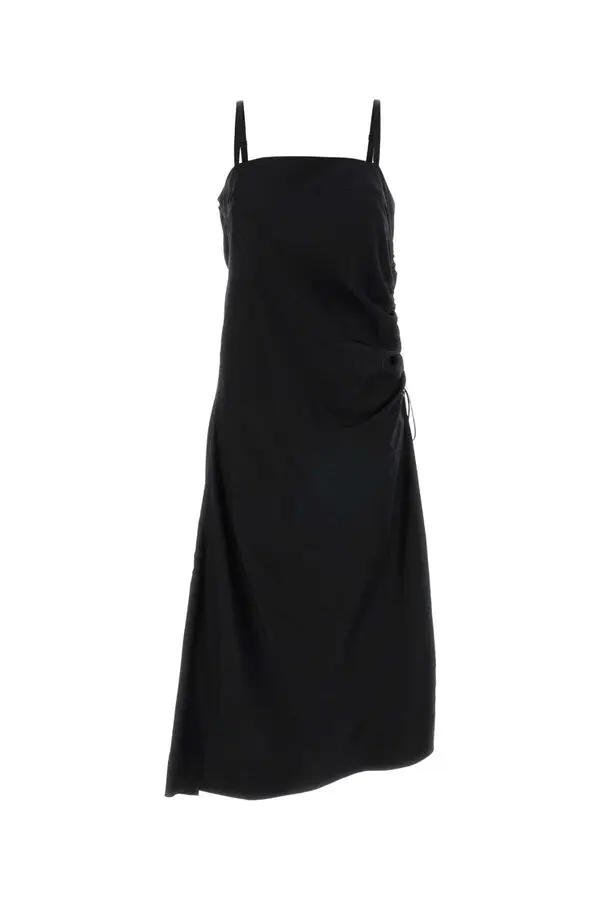 Carven Satin Mini Dress With Statement Draping - Black