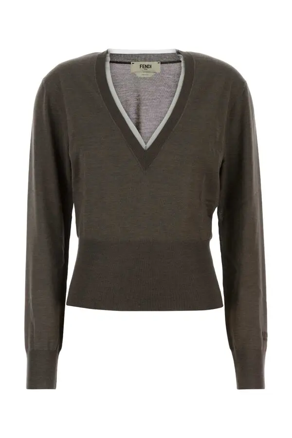 Fendi Dove-soft Cashmere-silk Knit Sweater - Grey