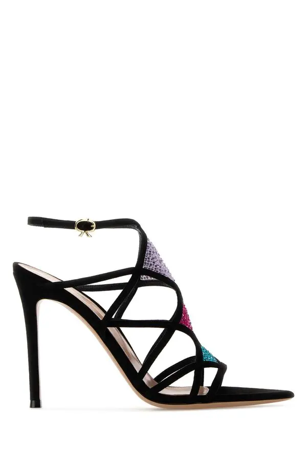 GIANVITO ROSSI Confetti Mesh And Suede Sandals With 10.5 Cm Heel - Multicoloured