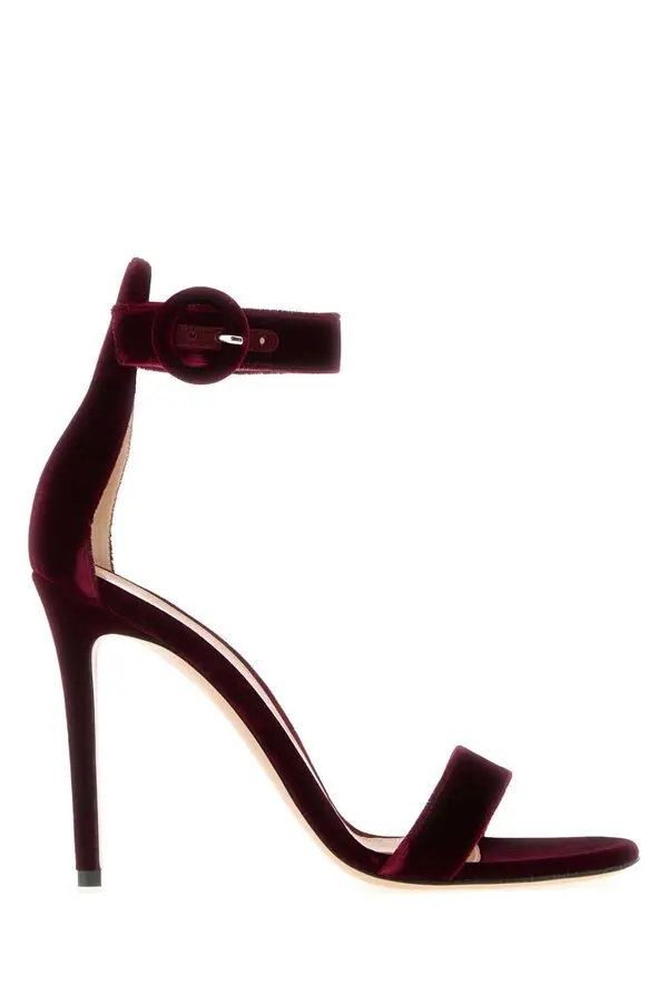 GIANVITO ROSSI Tiziano Mini Velvet Portofino 105 Sandals - Red