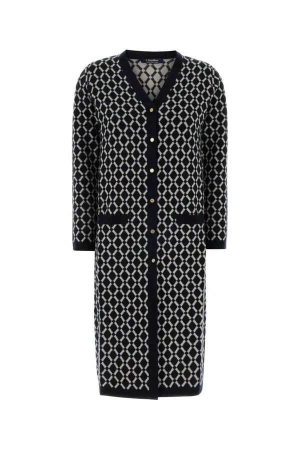 WEEKEND MAXMARA Embroidered Wool Cardigan With Detail - Checked