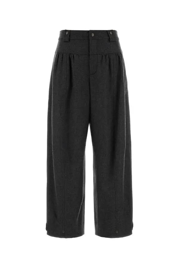Chloé Wool-cashmere Flannel Wide-leg Pants - Grey